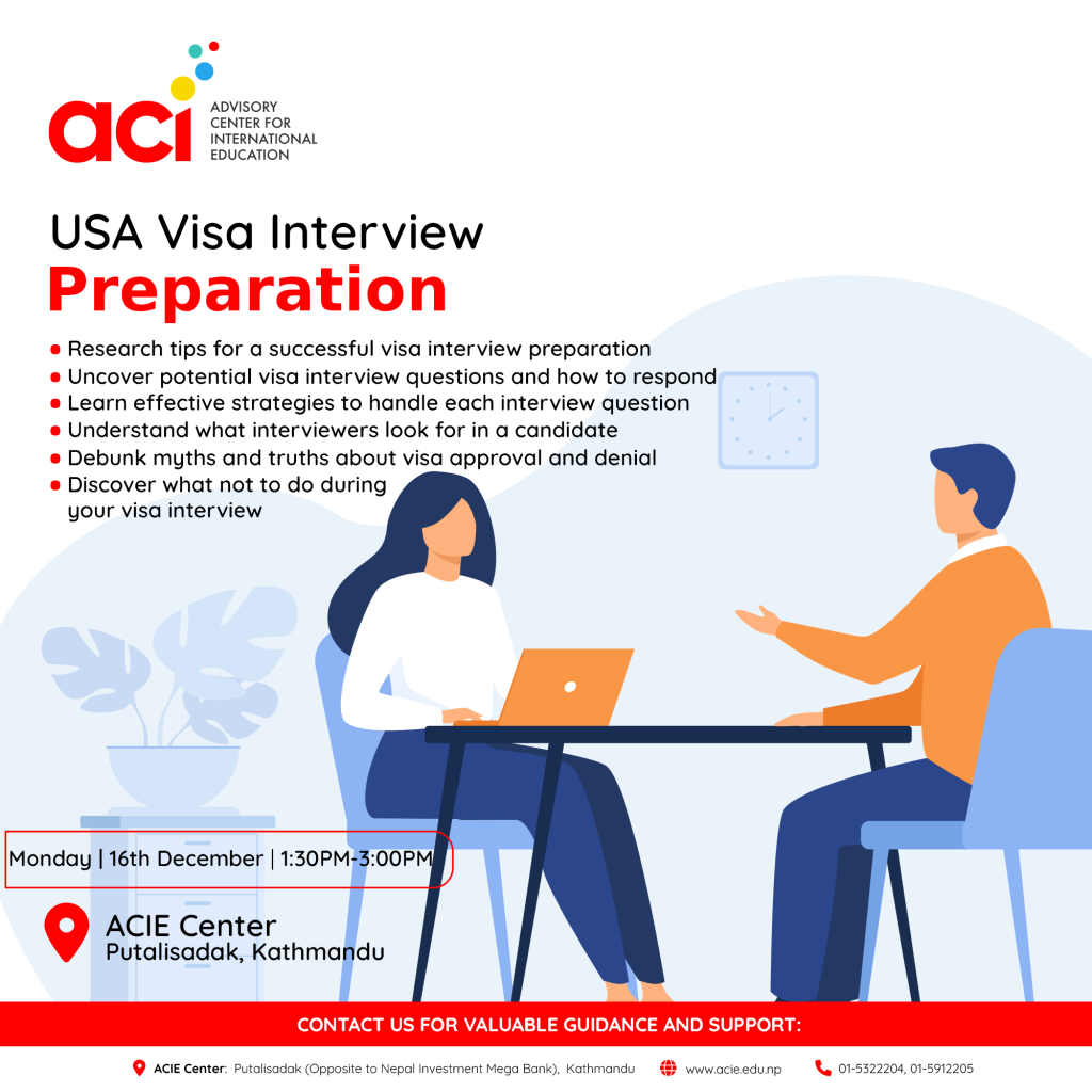 USA VISA INTERVIEW PREPRATION SESSION – ACIE – Educational Consultancy